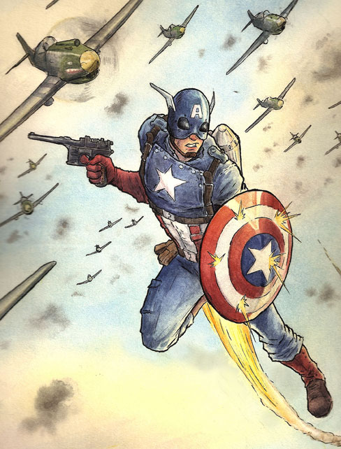 Fashion and Action: Captain America & The Rocketeer Mash-Up Art
