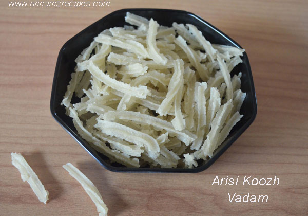 Arisi Koozh Vadam / Rice flour vadam - Annam's Recipes