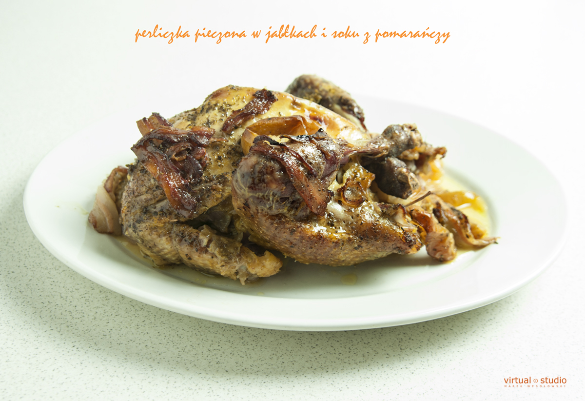 chleb miejski: Pieczona perliczka z jabłkami i sokiem z pomarańczy