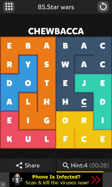 Words Block! - Level 85 (Star Wars) ~ Doors Geek