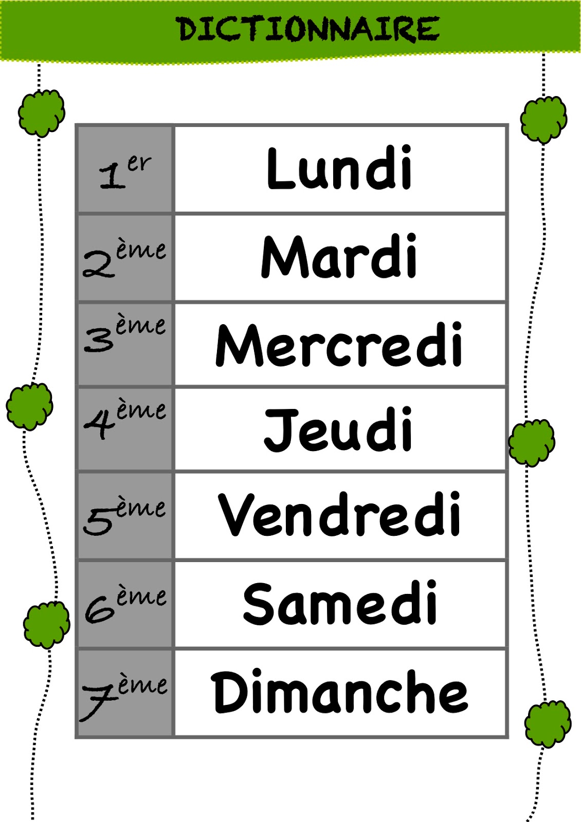 Les Gaulois: Les jours de la semaine