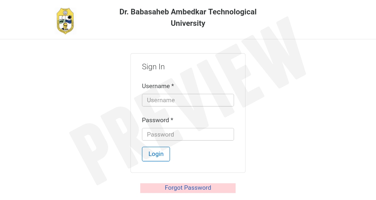 DBATU Formfilling Login Portal