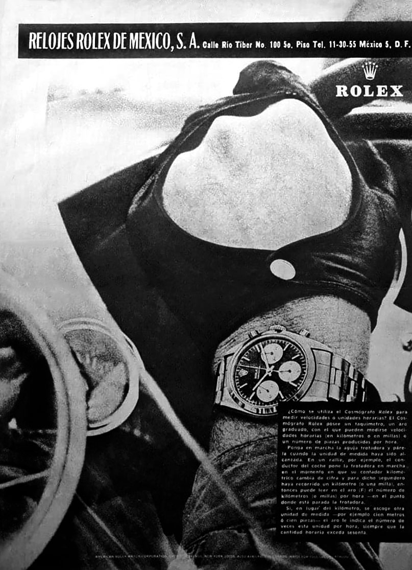 Welcome to RolexMagazine.com: 1967 Mexico Rolex Ad for Rolex Chronograph