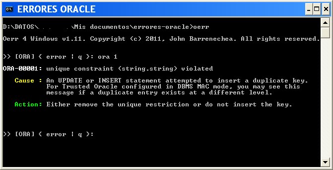 Busqueda rápida de errores Oracle