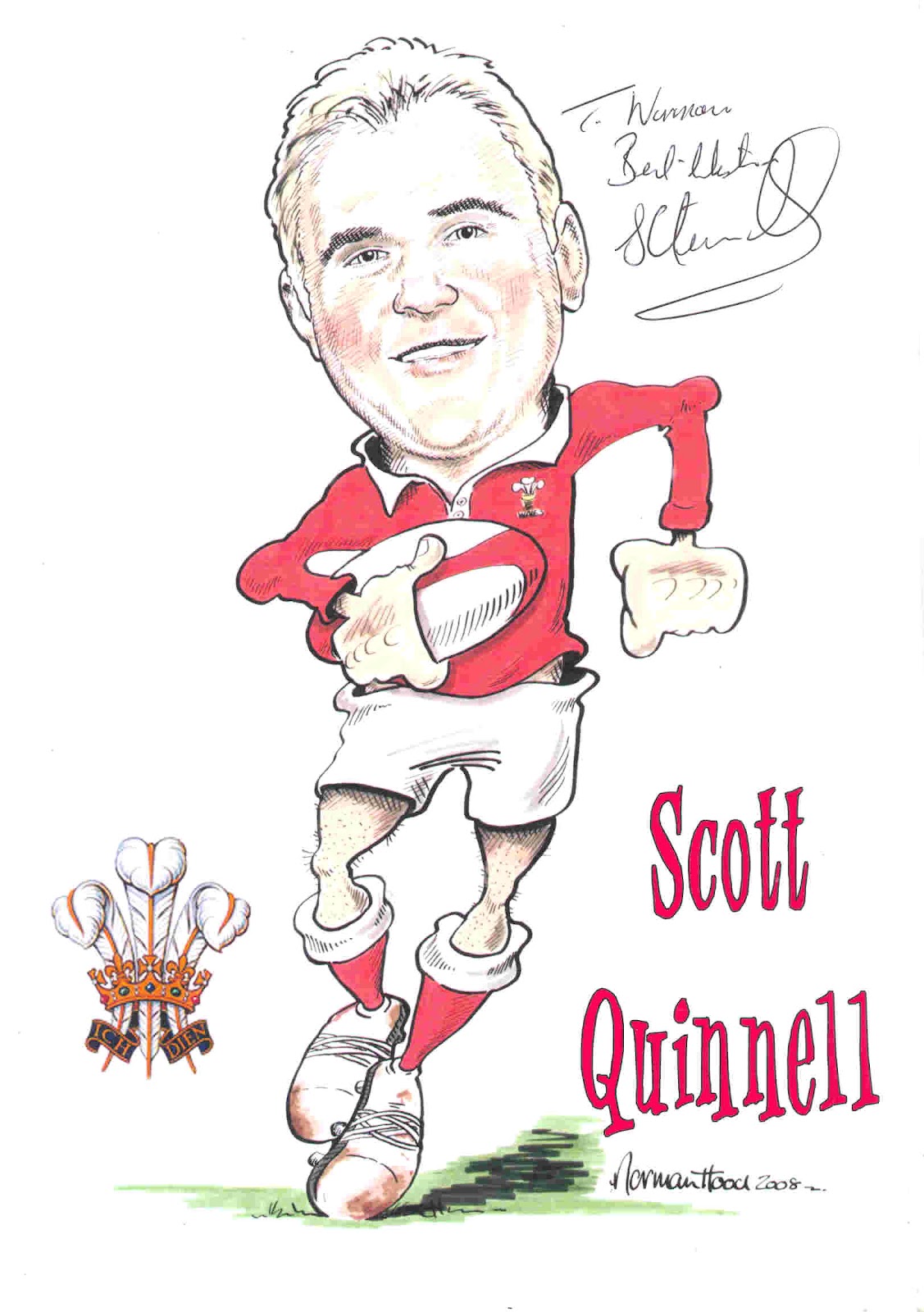 THE CARTOONSTORE: WALES RUGBY LEGEND SCOTT QUINNELL AUTOGRAPHED CARTOON ...