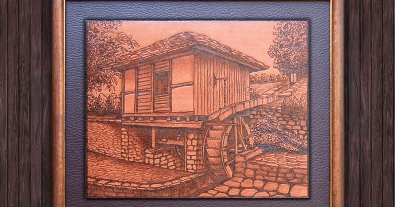 Pyrography pictures on leather