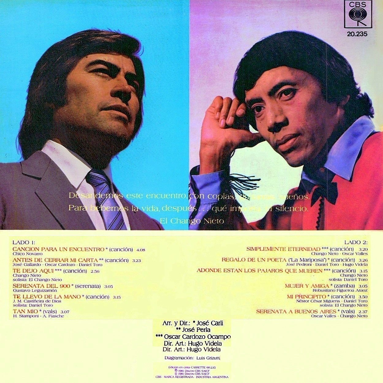 Folklore del NOA: CHANGO NIETO DANIEL TORO - REENCUENTRO - CBS LD Nº 20 ...