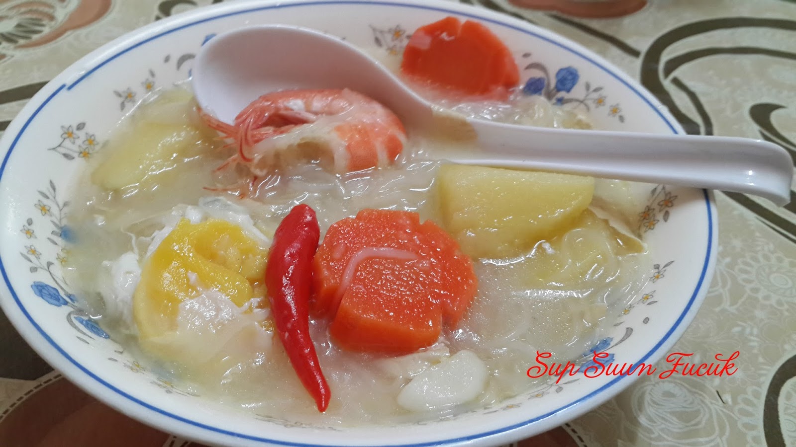 Sup Suun Fucuk dengan sambal ikan bilis