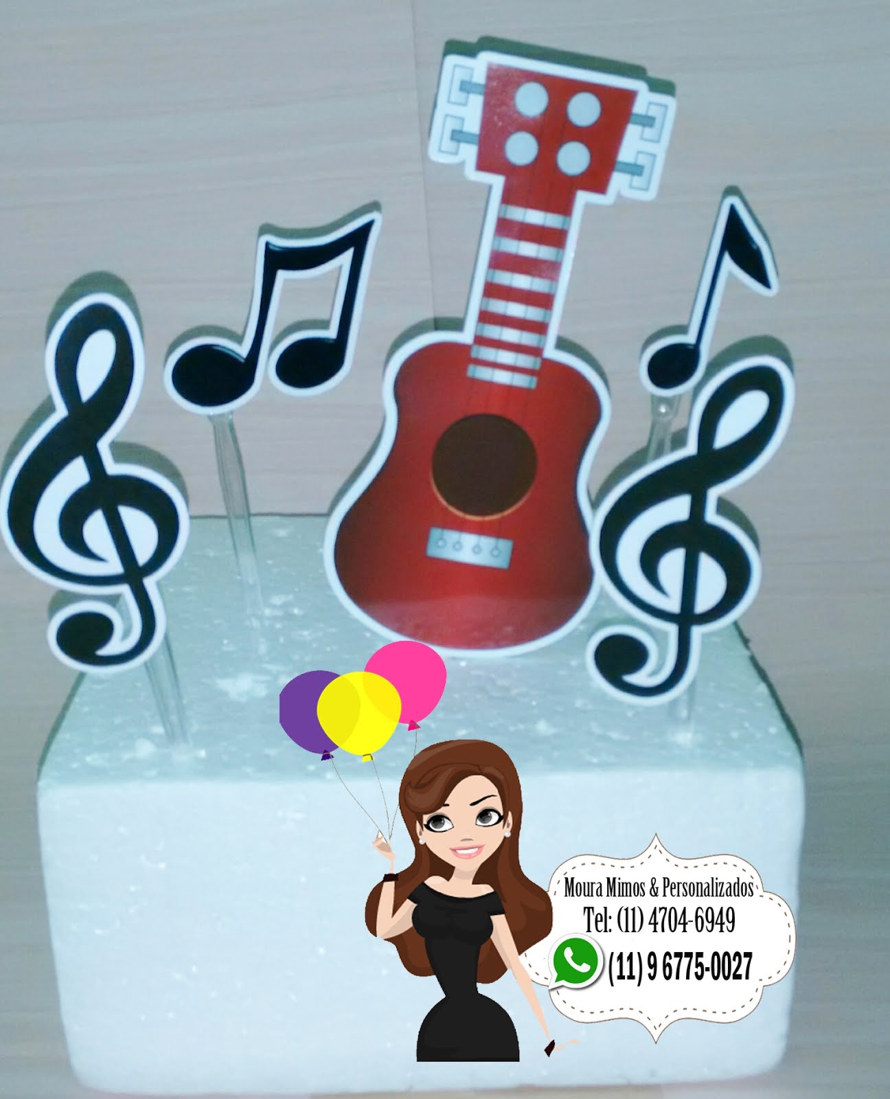 Ateliê Moura Festas Mimos e Personalizados: Cake Tooper Musical