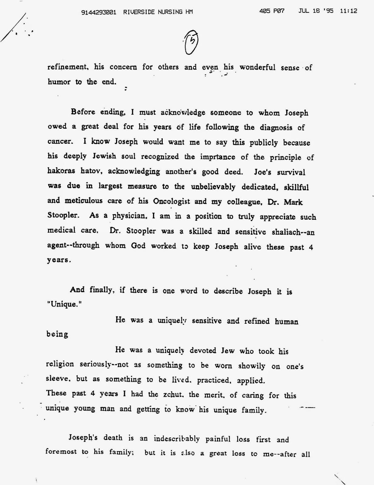 JOSEPH LIVES ON...: Kenneth Prager Eulogy of Dr. Joseph Muschel