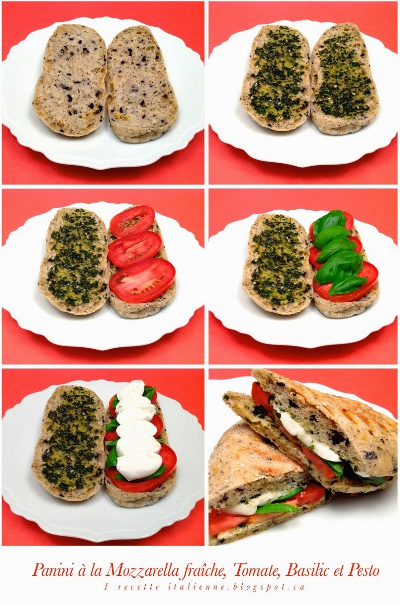 1 recette italienne: Panini à la mozzarella fraîche, tomate, pesto et ...