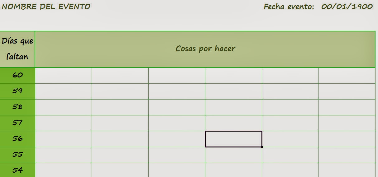 una ovejita más: Plantilla Excel para organizar eventos, fiestas y otros