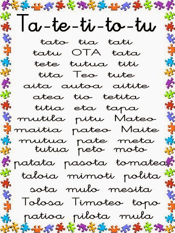 Palabras Con La Letra T