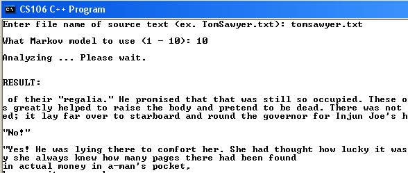 Jeremiah Flaga: Random Language Generation & Markov models of language