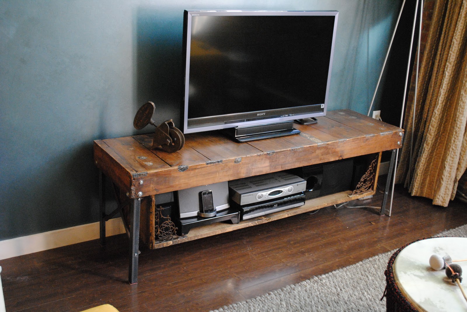 John Warren Designs: Television bench from old organ pipe crate, angle ...
