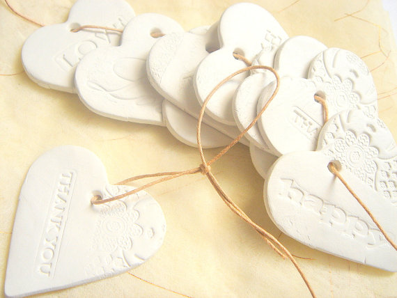 10 Ceramic Gift Tag Thank you Tags,Wedding Favor Tags - Unxia