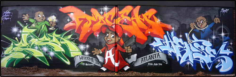 Art Graffiti: 3 Letters Style Of The Alphabet Graffiti in Atlanta