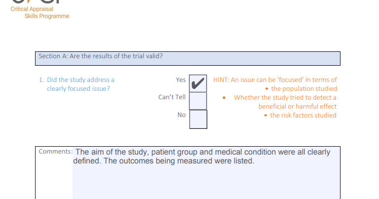 CASP Checklist – complete online and download