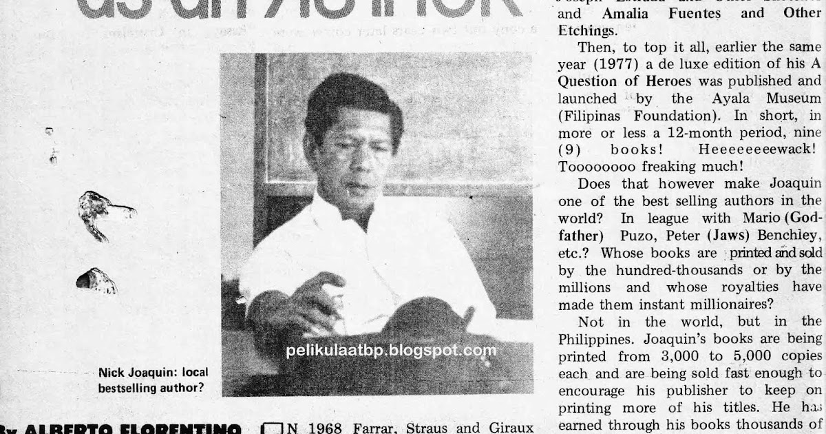 PELIKULA, ATBP.: NICK JOAQUIN: A PORTRAIT OF A NATIONAL ARTIST AS AN ...