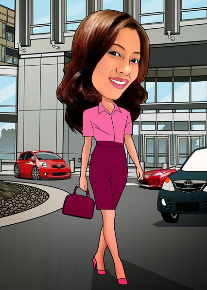 PESAN KARIKATUR MURAH: Woman in Pink Caricature
