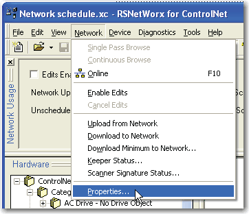 PLC Technology: Controlnet Schedule the Network Online