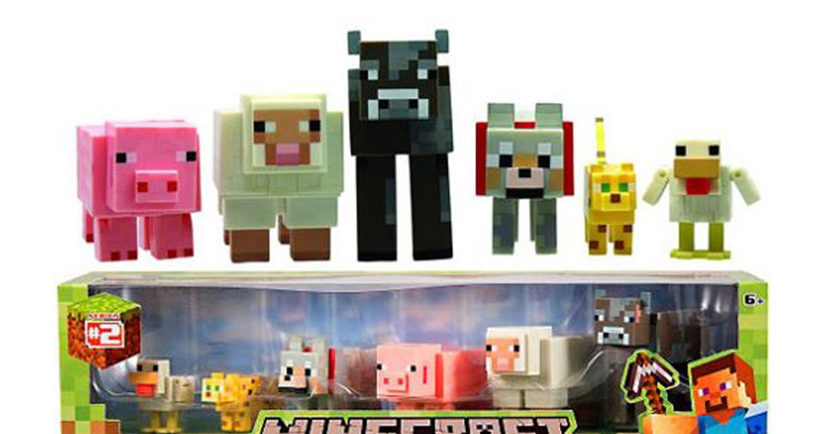Juguetería León: MINECRAFT SET DE 6 MUÑECOS ANIMALES ARTICULADOS ORIGINAL