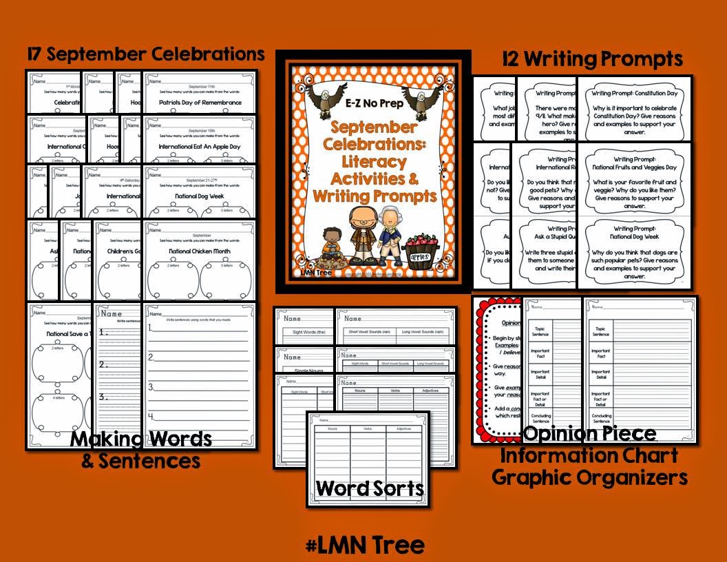 LMN Tree: September Celebrations Fun Literacy Activities and a Freebie