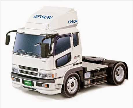 Epson Nakajima Racing Transporter Truck Paper Model | Paperized Crafts