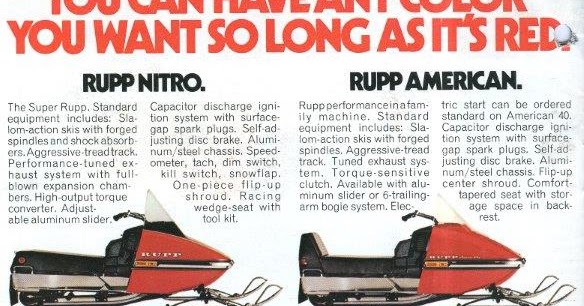 CLASSIC SNOWMOBILES OF THE PAST: 1973 RUPP SNOWMOBILES AND SPECIFICATIONS