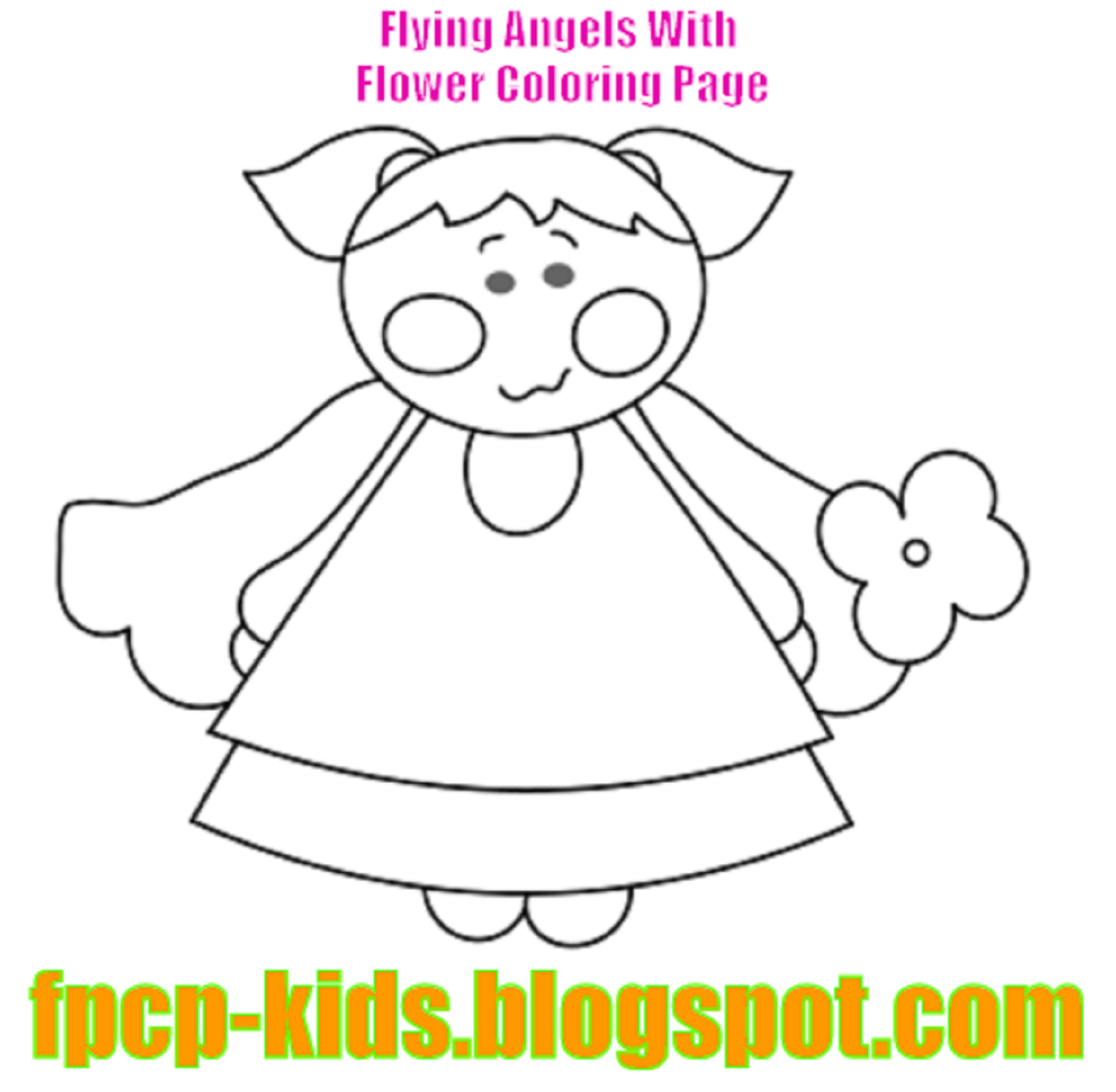 Flying Angels With Flower Coloring Page - Free Printable Coloring Pages