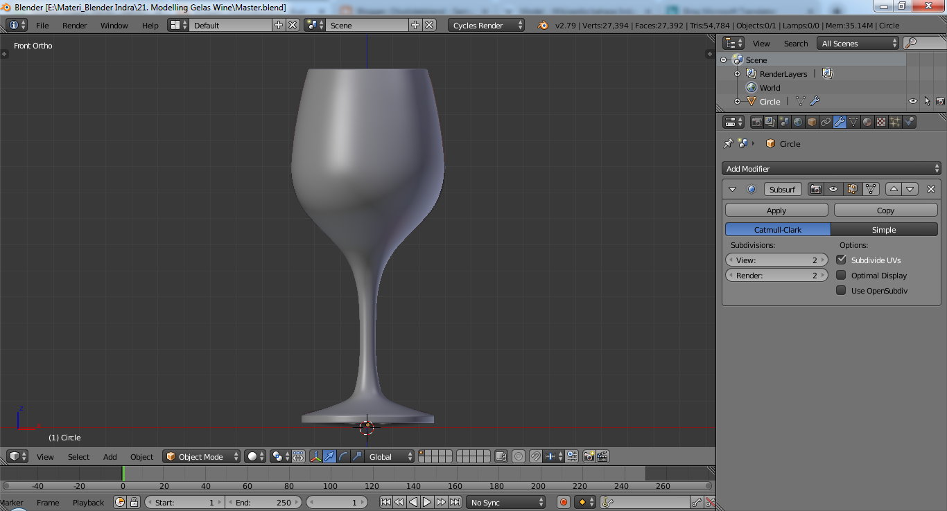 Tutorial Modeling 3D Gelas Wine - otodidakblend