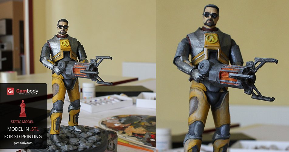 Gordon Freeman 3D Models with Crowbar and Gravity gun | 3D Models by ...