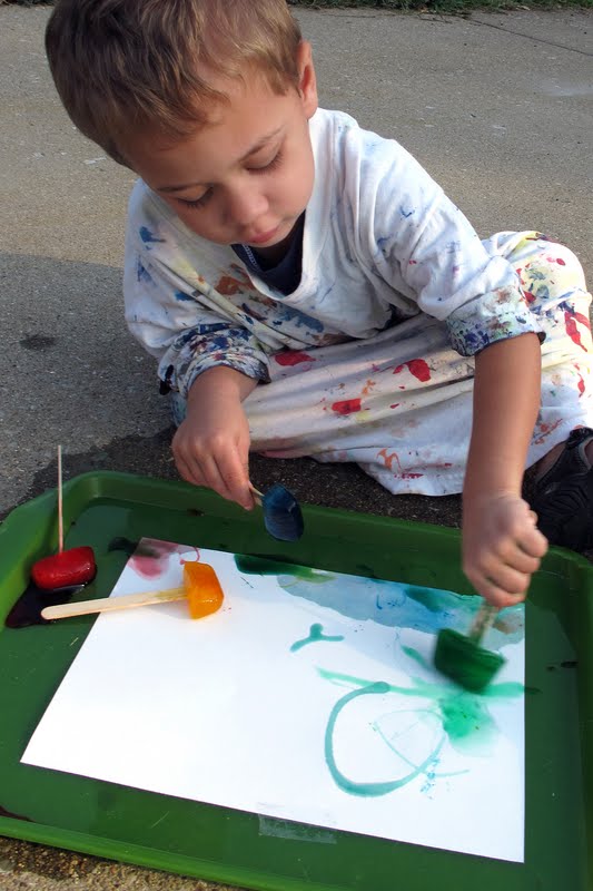 Peaceful Parenting: Two Ways to Paint with Colored Ice Cubes