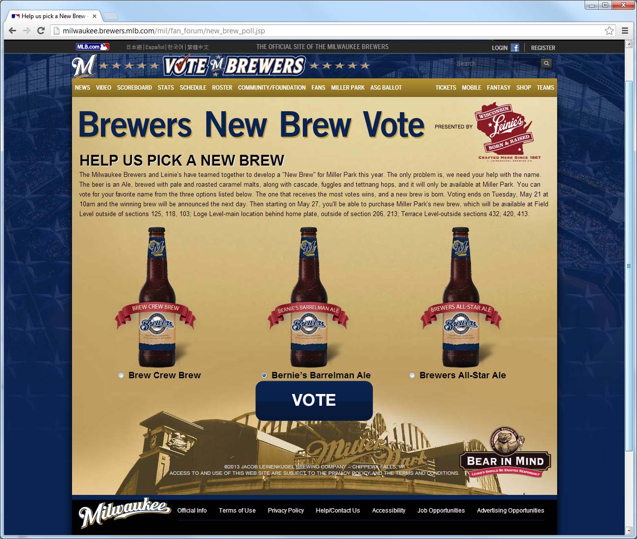 Borchert Field: Vote for the Beer Barrel Man!