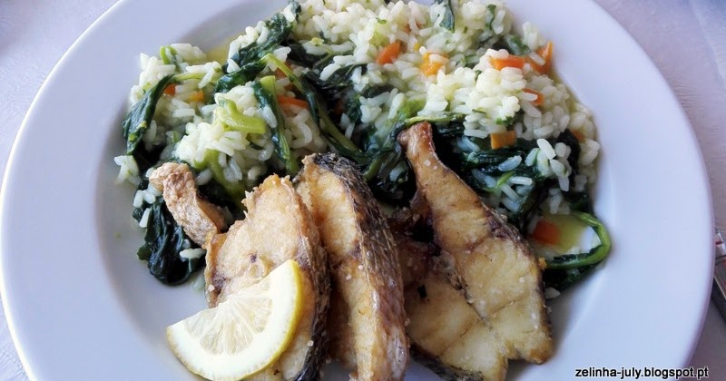 ROBALO FRITO COM ARROZ DE GRELOS