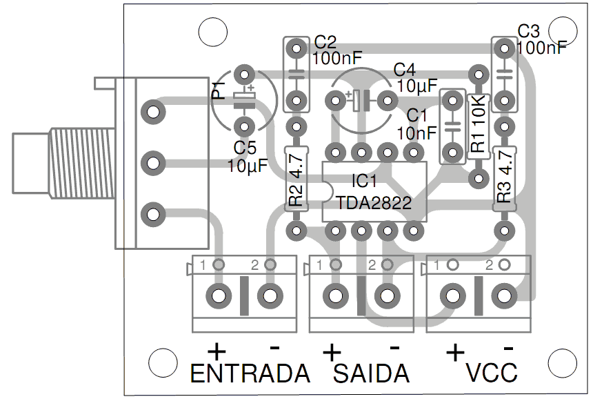 ELETRÔNICA PRIME: Amplificador com o CI TDA2822