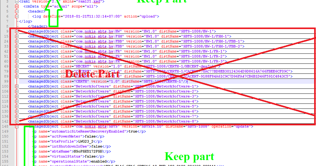 How to modify CF File from NetAct for upload SBTS Nokia