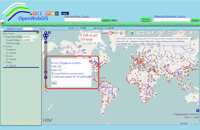 OpenWebGIS is free online GIS: 3D maps, new version of Cesium JavaScript library and OpenWebGIS