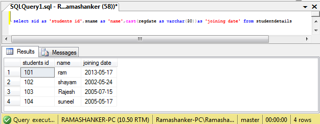 How to handle date in sql server 2008 | MY.NET Tutorials