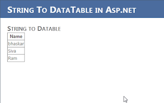 Aspdotnet-Sharepoint: String to DataTable in asp.net using C#.Net