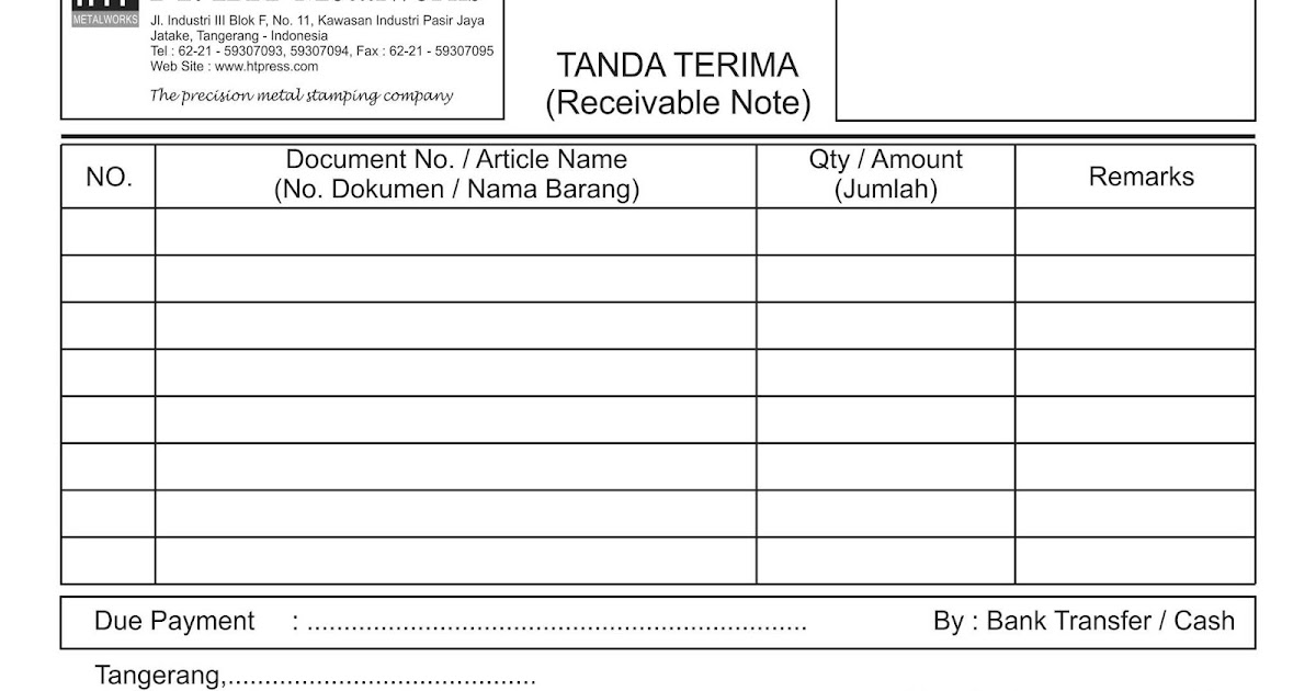 PERCETAKAN TANGERANG: Cetak Form Tanda Terima