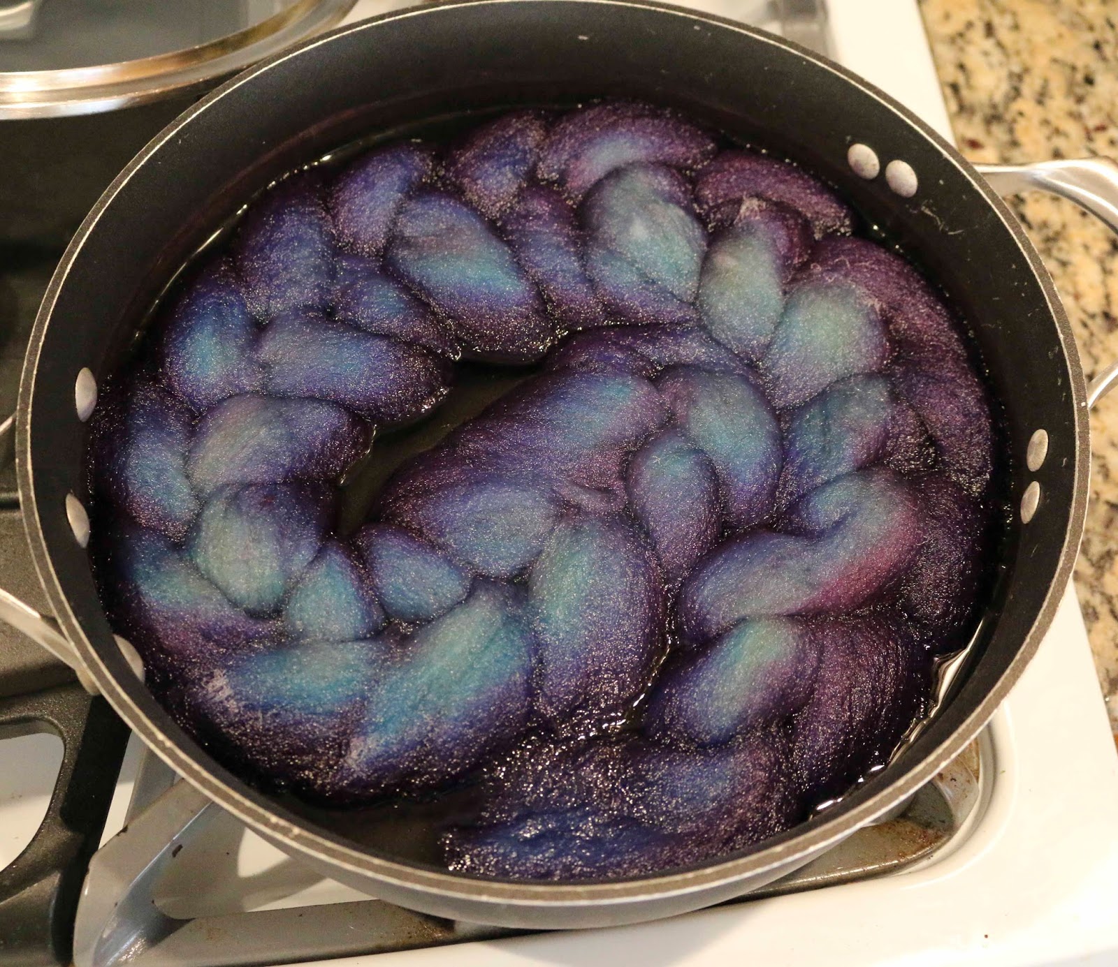 ChemKnits: Breaking Wilton's Violet Food Coloring on Crocheted Roving