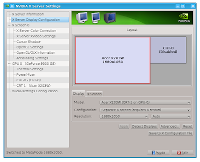 UsuarioDebian: Nvidia GeForce 9500 GS con dos monitores