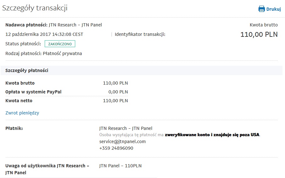Zarób na ankietach: JTN Panel - 110 zł na PayPal