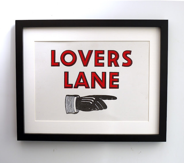 I Love Handmade: Lovers Lane Letterpress Print by PRINT for LOVE of WOOD