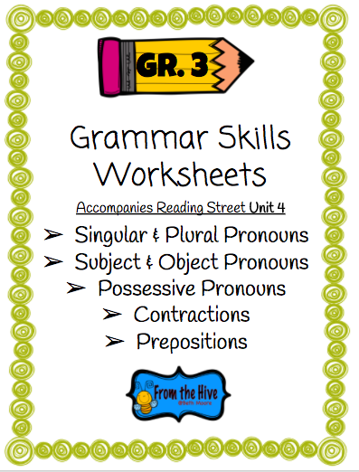 From The Hive: Pearson Reading Street Grammar skills for 3rd grade
