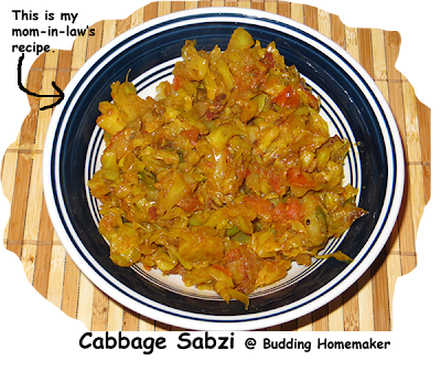 Budding Homemaker: Cabbage Sabzi / Patta gobi ki sabzi