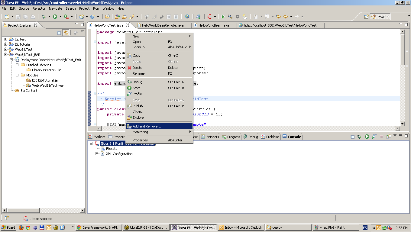 Java Frameworks & APIs: EJB - Configuración Eclipse + JBoss + EJB3 Java Frameworks & APIs: EJB - Configuración Eclipse + JBoss + EJB3