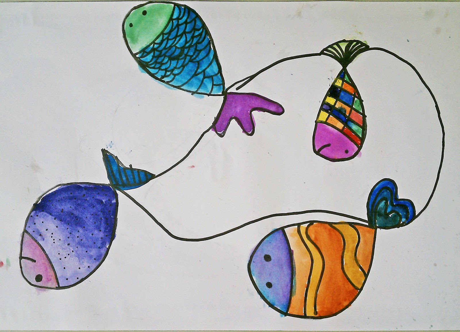 WE (heart) Art: Organic Line Fish (2nd Grade)