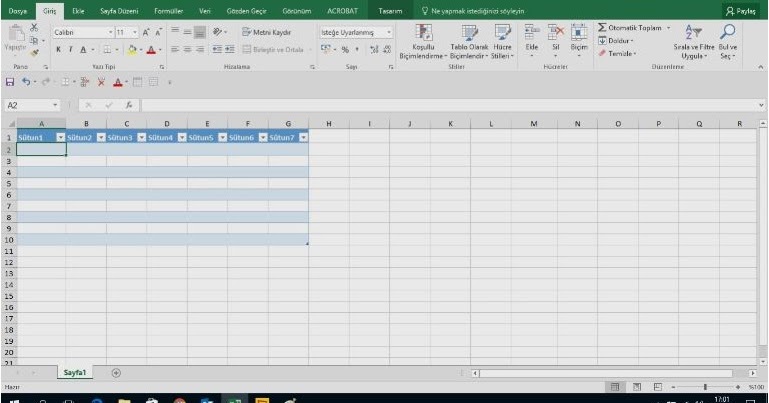 EXCEL ÖĞRENMEK: EXCEL İLE TABLO OLUŞTURMAK